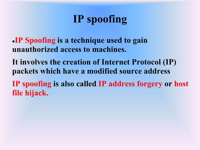 Ip Spoofing Ppt Pptx Computer Networking Computing