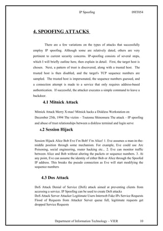 Ip spoofing (seminar report) | DOC
