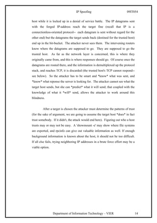 Ip spoofing (seminar report) | DOC