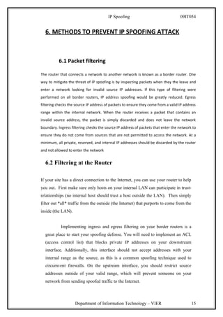 Ip spoofing (seminar report) | DOC