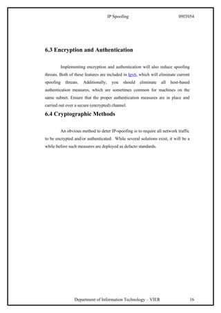 Ip spoofing (seminar report) | DOC