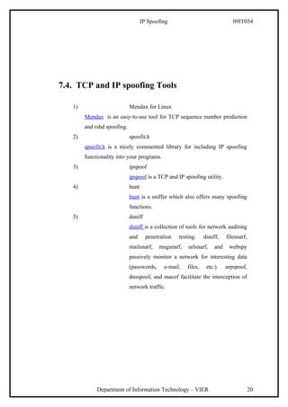 Ip spoofing (seminar report) | DOC