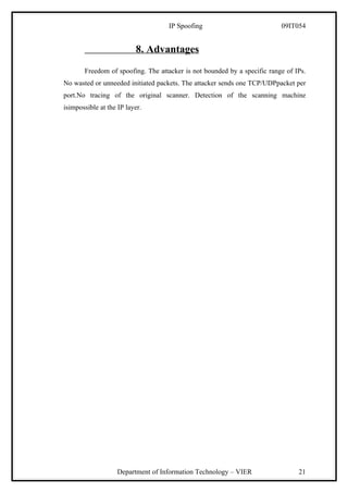 Ip spoofing (seminar report) | DOC