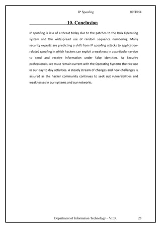 Ip spoofing (seminar report) | DOC