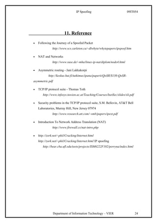 Ip spoofing (seminar report) | DOC