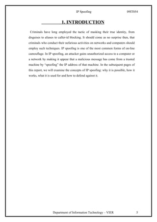 Ip spoofing (seminar report) | DOC
