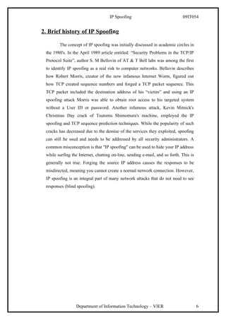 Ip spoofing (seminar report) | DOC