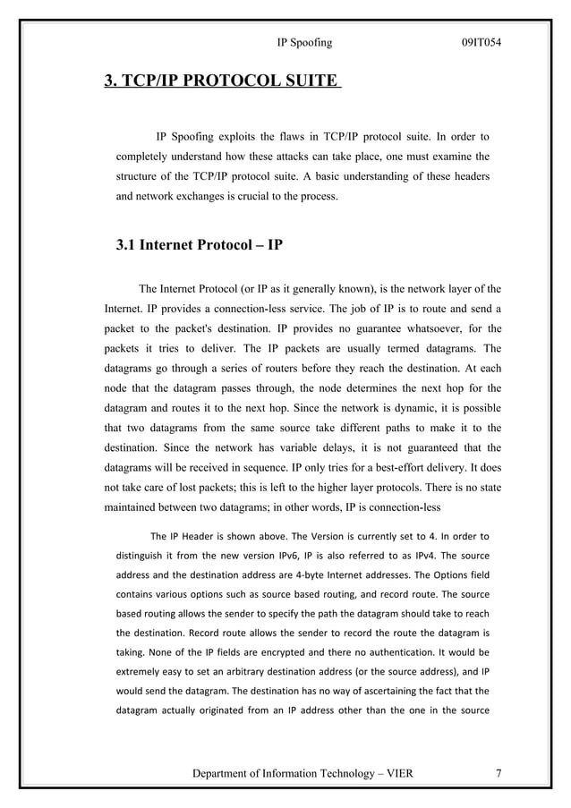 Ip spoofing (seminar report) | DOC