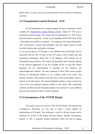 Ip spoofing (seminar report) | DOC