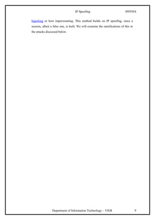 Ip spoofing (seminar report) | DOC
