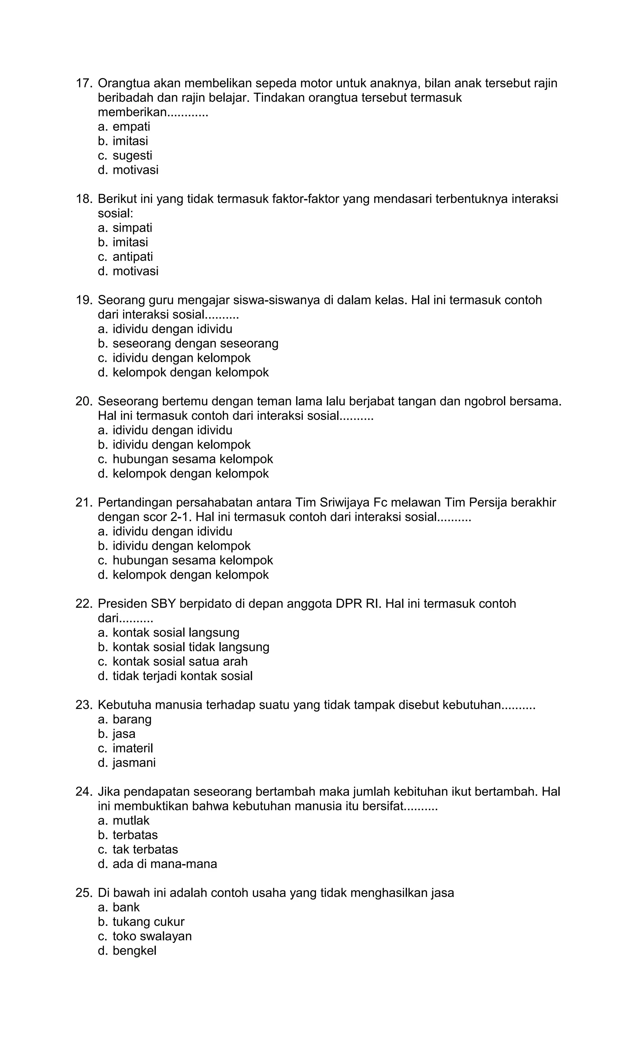 Ips terpadu smp kelas 7 contoh uas ganjil LENGKAP | PDF