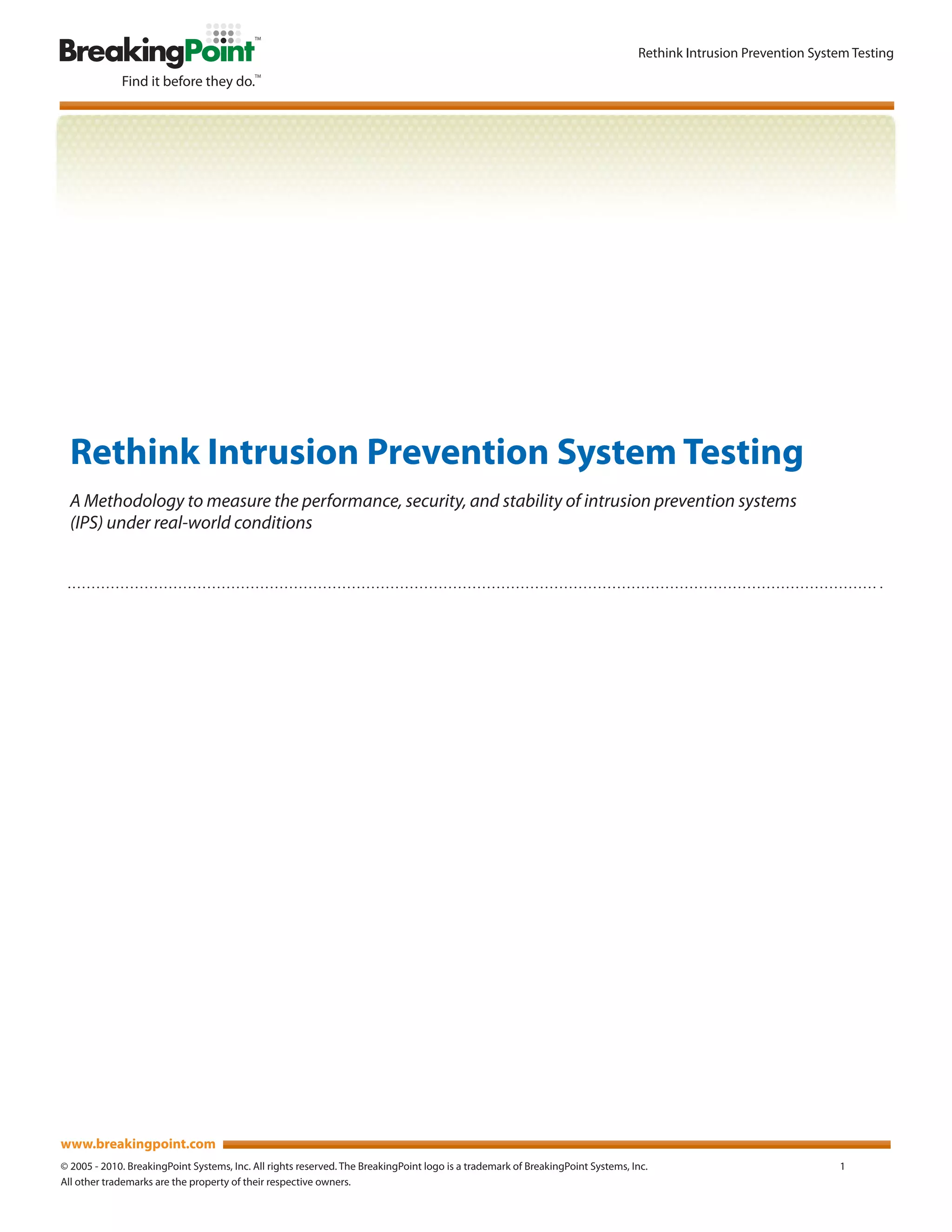 IPS Test Methodology | PDF