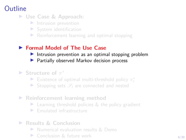 Intrusion Prevention through Optimal Stopping | PPT