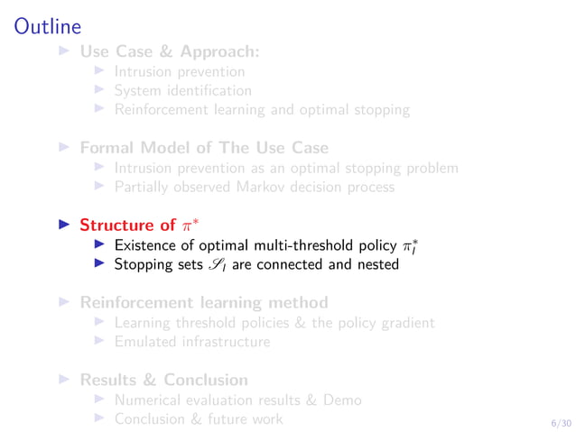 Intrusion Prevention through Optimal Stopping | PPT