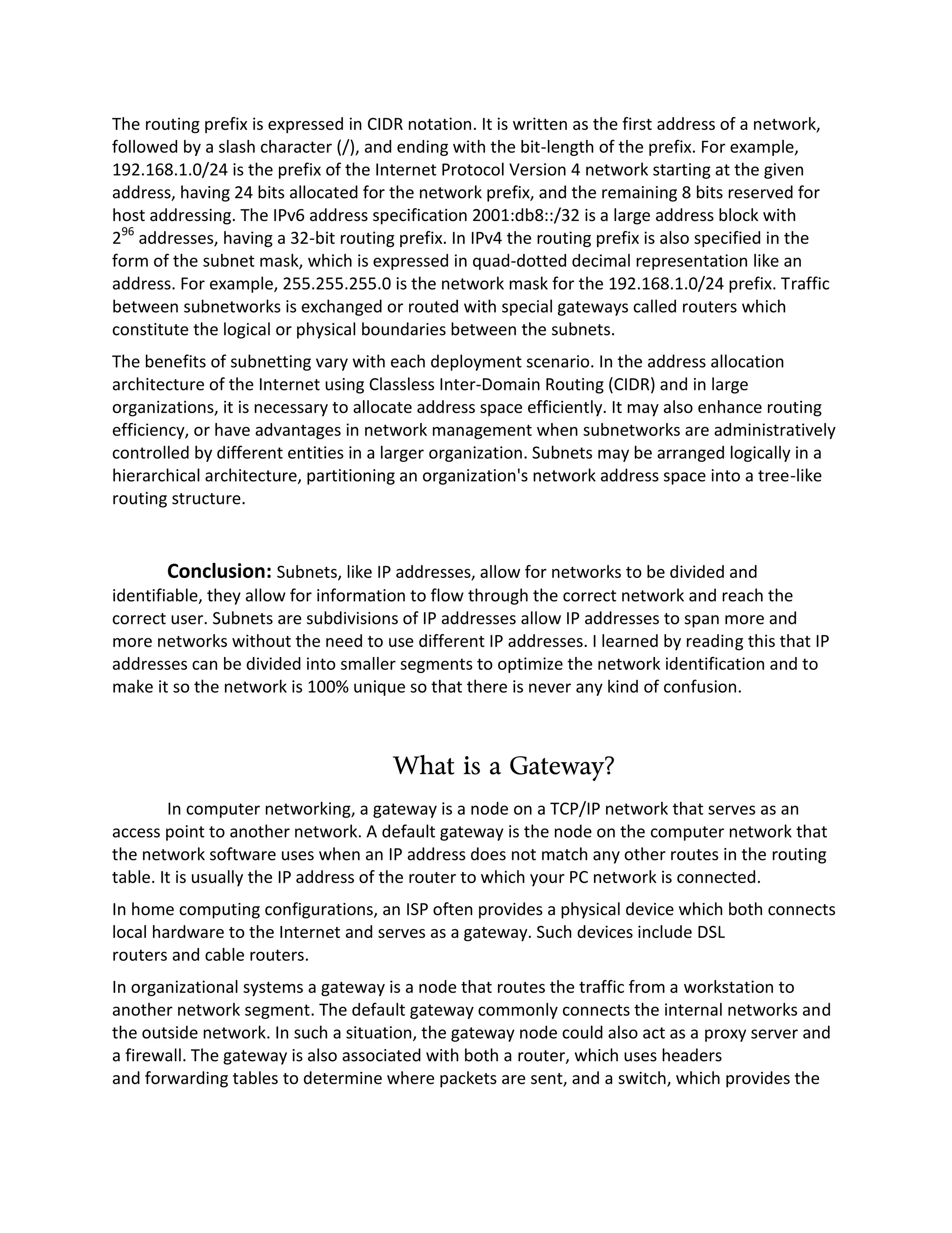 Ip Subnet Gateway And Routers Pdf