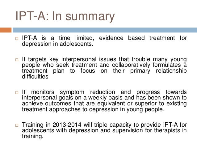Interpersonal Psychotherapy for Adolescents – Dr Roslyn Law