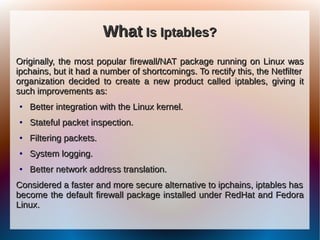 Iptables presentation | PDF | Operating Systems | Computer Software and Applications