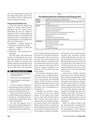 Interpersonal Psychotherapy. A Guide To The Basics. (Stuart, 2006 ...