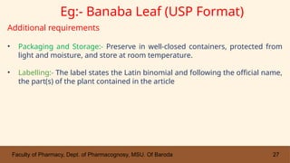 General parameters of Monographs for Herbal Drugs & Comparative Studies ...