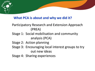 Summary of Participatory Community Analysis approaches and findings in ...
