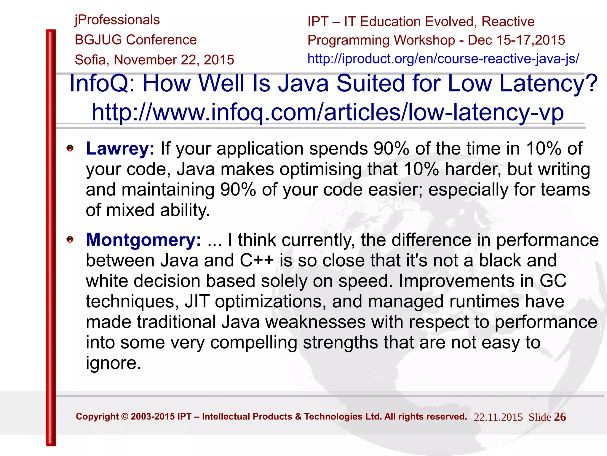 Ipt High Performance Reactive Programming With Java 8 And Javascript Ppt