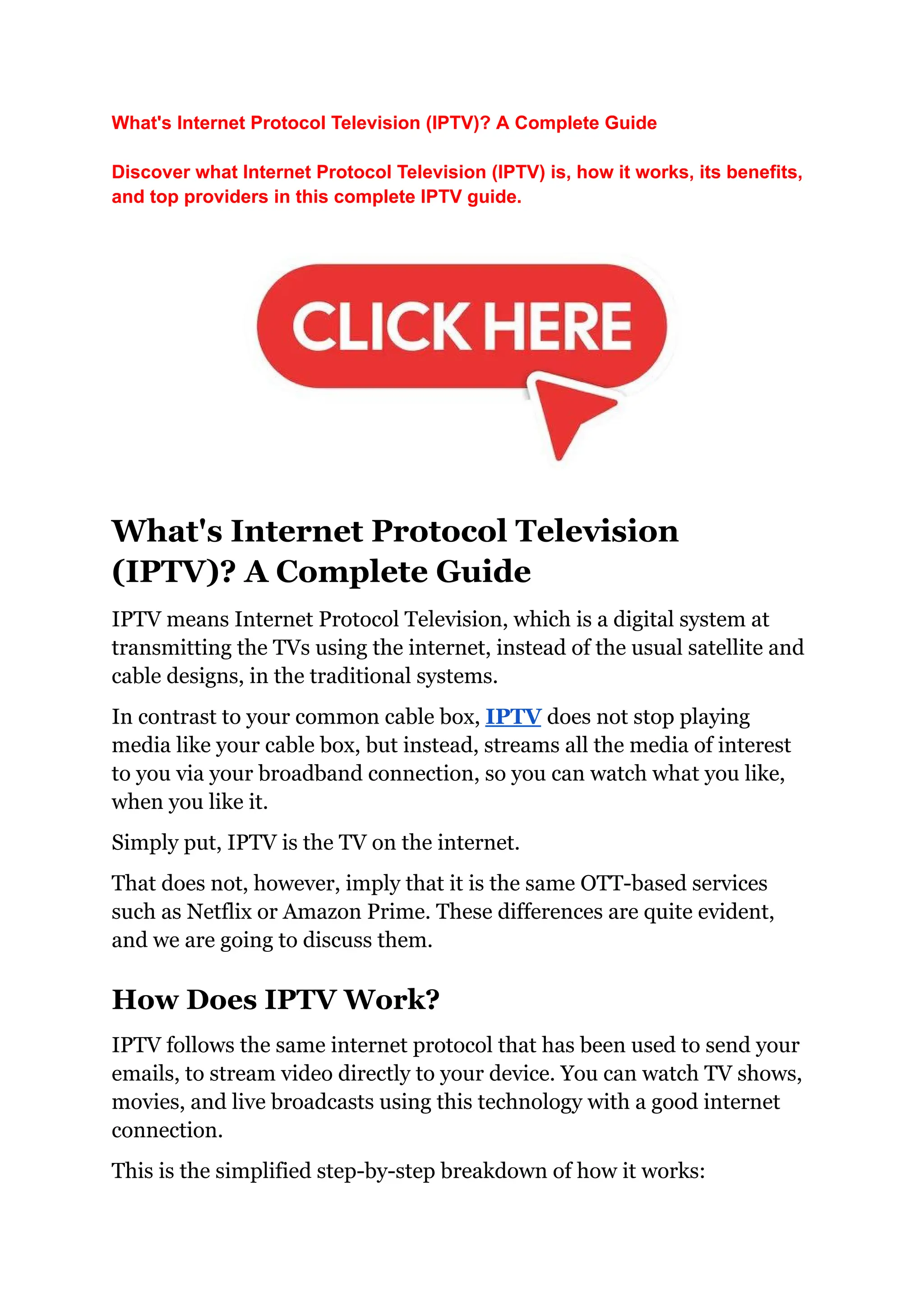 What's Internet Protocol Television (IPTV)? A Complete Guide | PDF