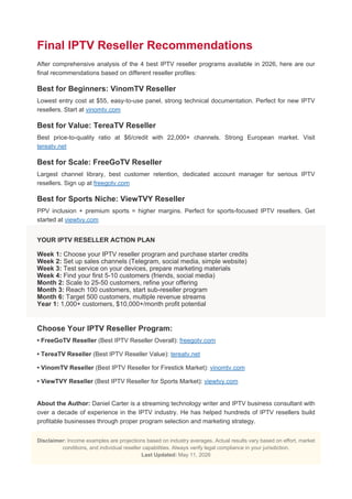 Best IPTV Reseller Programs in 2026 | IPTV reseller business | PDF