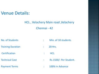 INPLANT TRAINING at HCL Velachery | PPTX