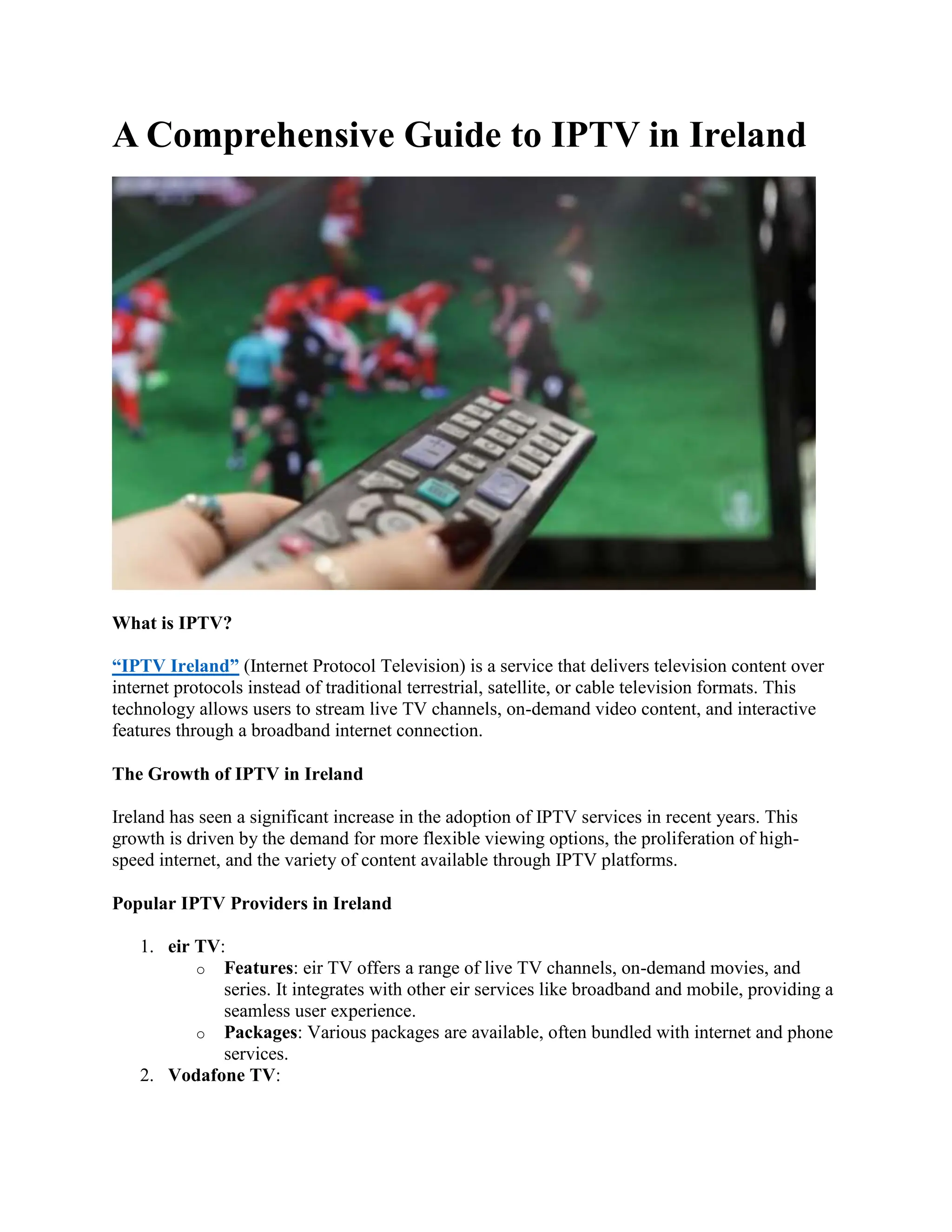 A Comprehensive Guide to IPTV in Ireland | DOCX