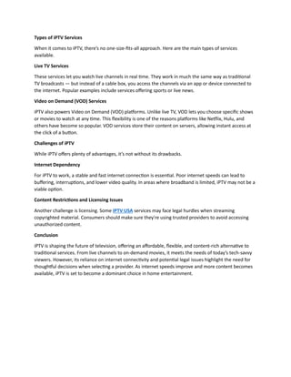 IPTV Service USA: A Modern Way to Watch TV | PDF
