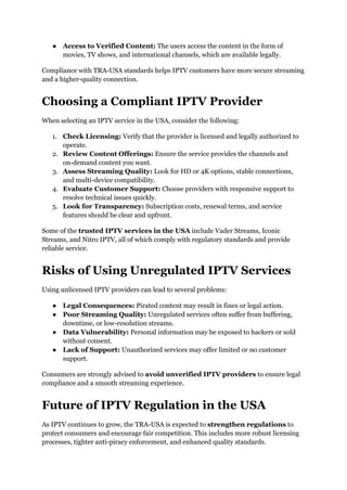 IPTV Service Regulations | Telecom Authority USA Overview | PDF
