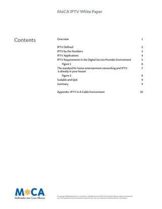 Iptv White Paper June08 (MOCA) | PDF