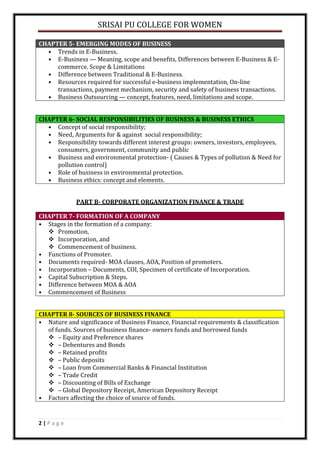 I puc business studies syllabus | PDF