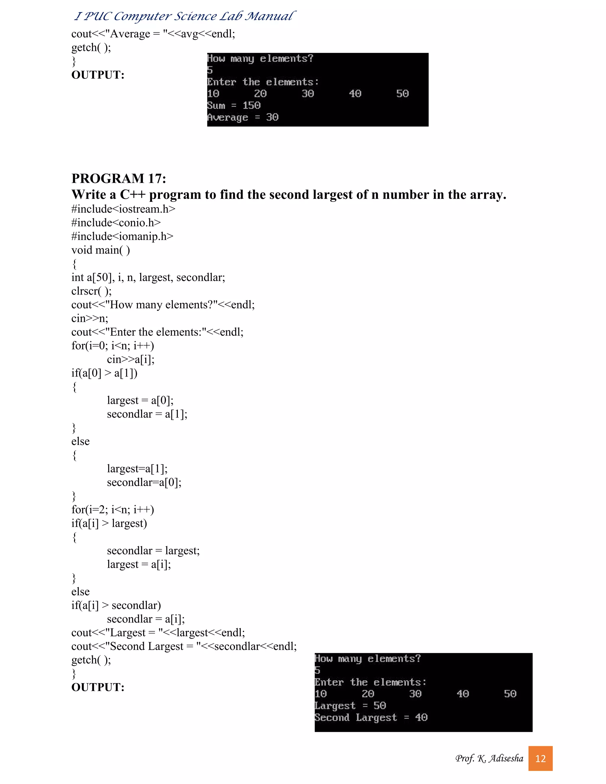 I PUC CS Lab_programs | PDF