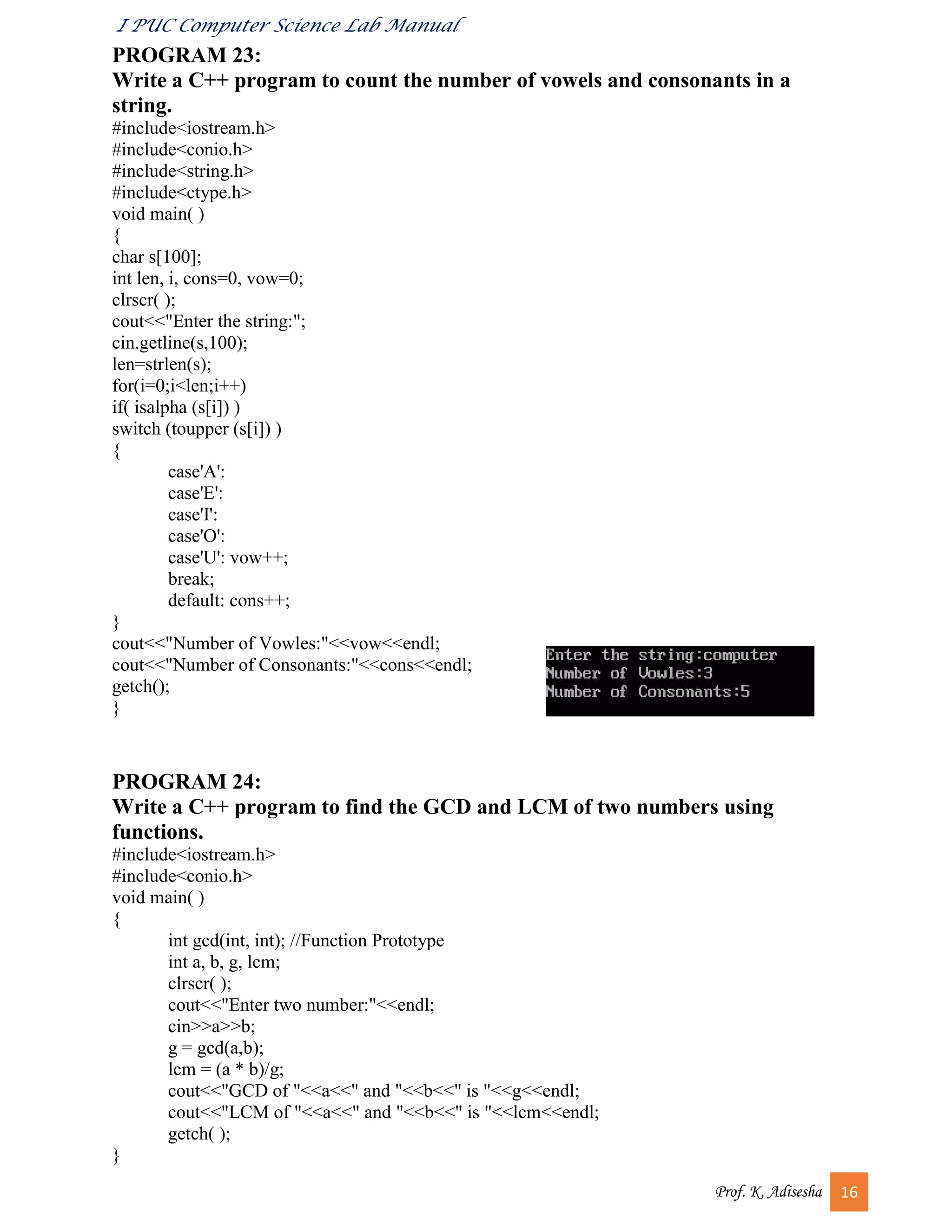 I PUC CS Lab_programs | PDF