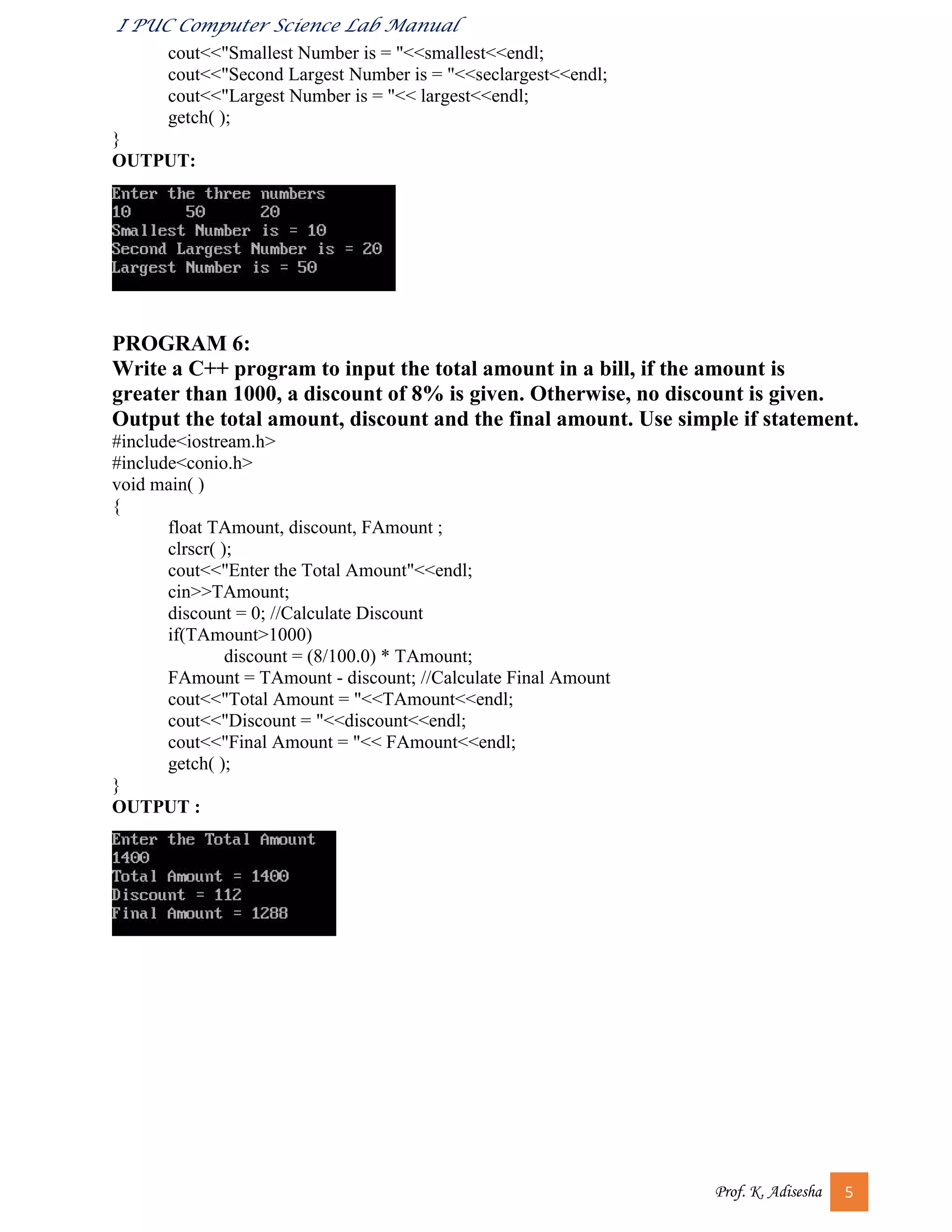 I PUC CS Lab_programs | PDF