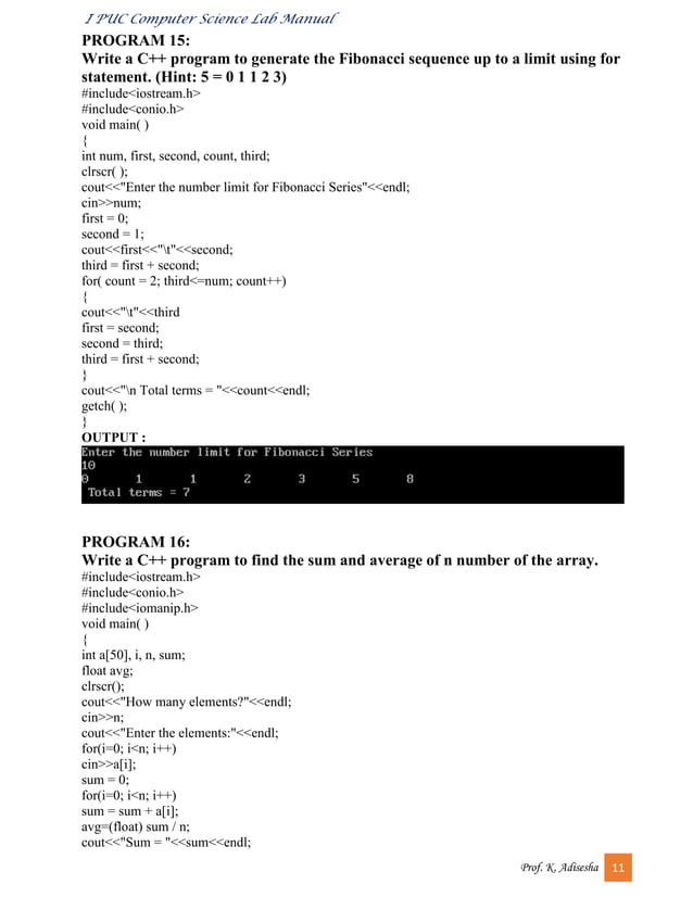 I PUC CS Lab_programs | PDF