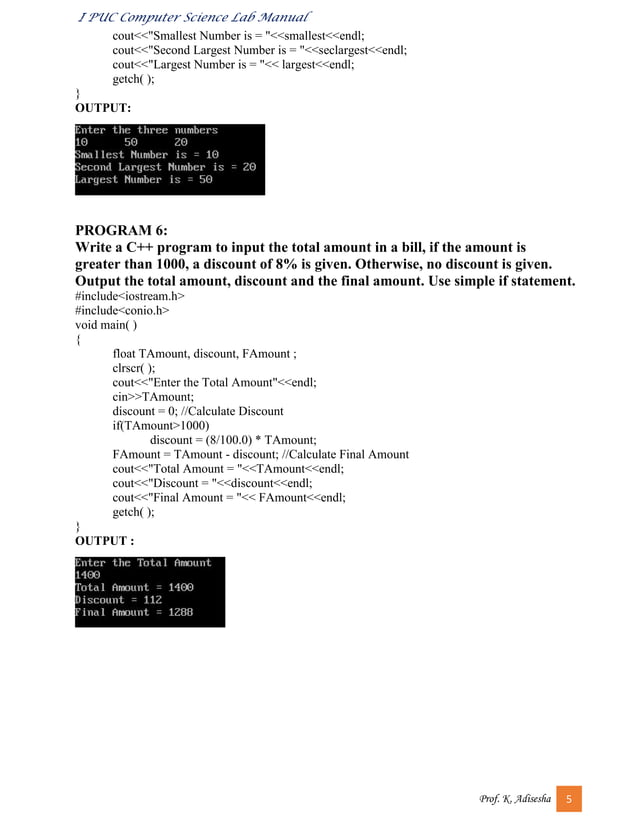 I Puc Cs Labprograms Pdf