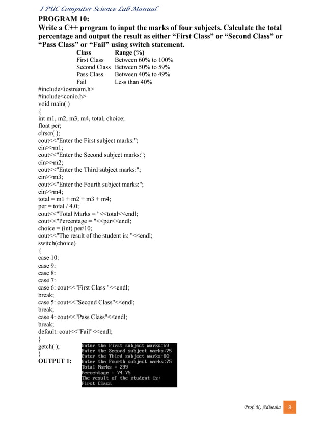 I PUC CS Lab_programs | PDF