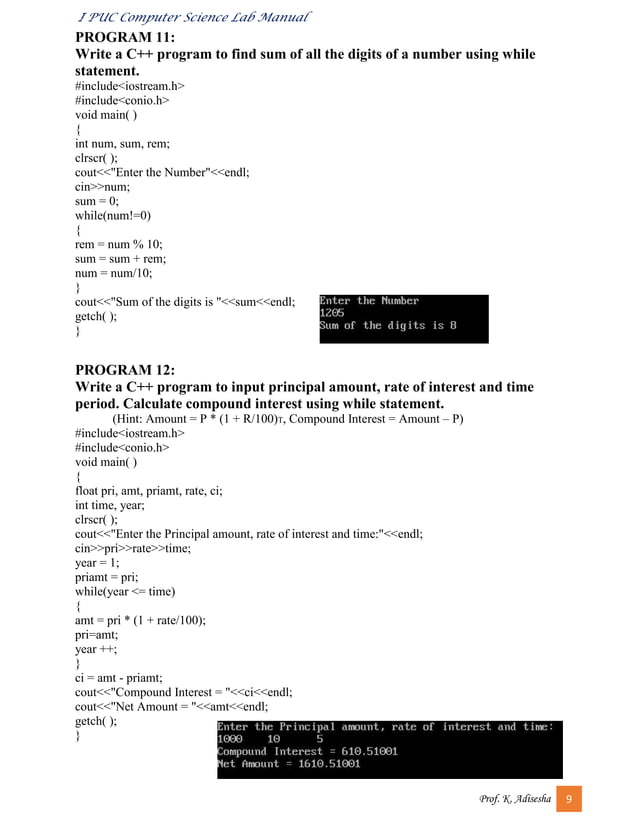 I PUC CS Lab_programs | PDF