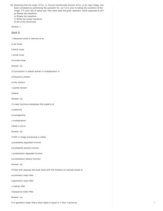 image processing MCQ AKTU final year Exam all units | PDF