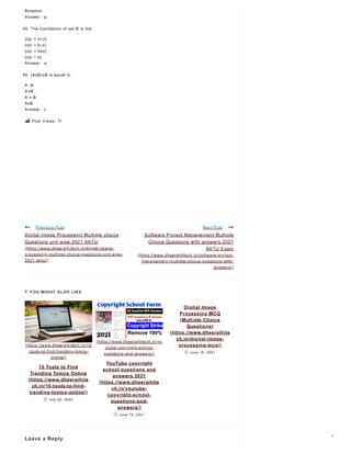 image processing MCQ AKTU final year Exam all units | PDF