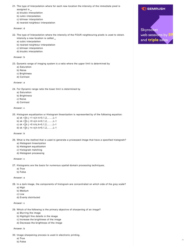 image processing MCQ AKTU final year Exam all units | PDF