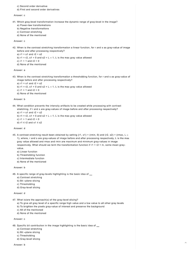 image processing MCQ AKTU final year Exam all units | PDF