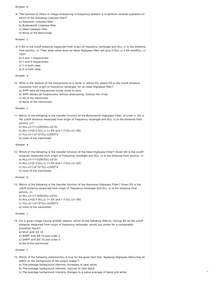 image processing MCQ AKTU final year Exam all units | PDF