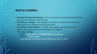 what is ipv4 address, how does it became 32 bit | PPTX