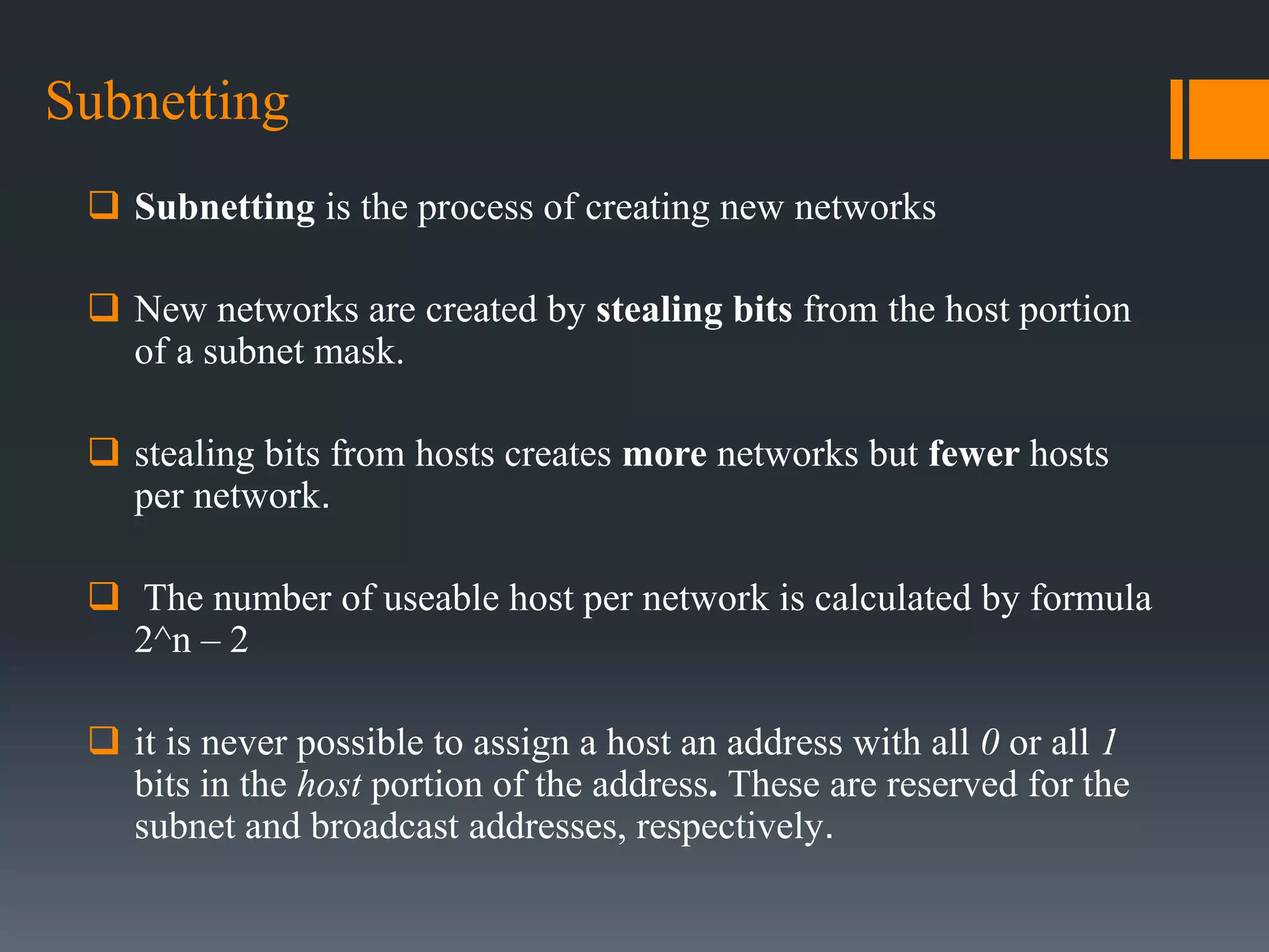 IPv4 addressing and subnetting | PPTX