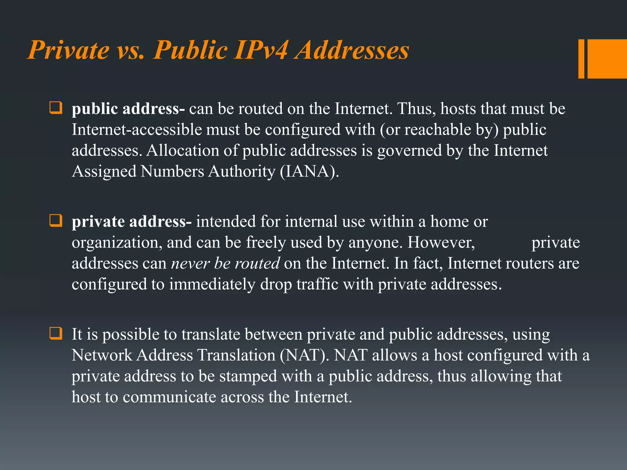 IPv4 addressing and subnetting | PPTX