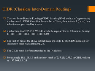 IPv4 addressing and subnetting | PPTX