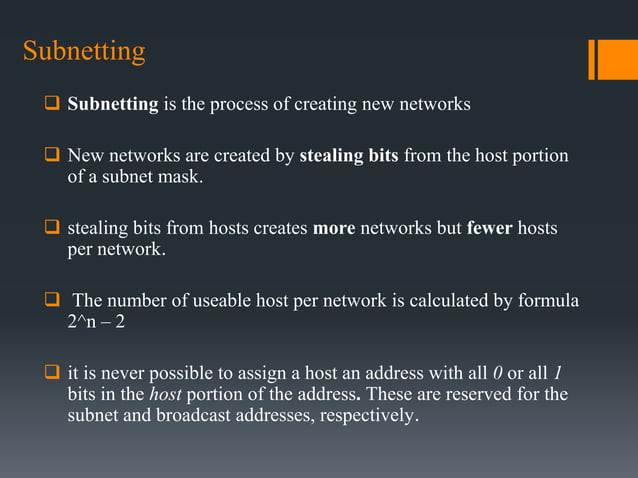 IPv4 addressing and subnetting | PPTX